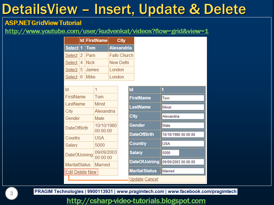 Sql server, .net and c# video tutorial: Part 40 – Insert, Update and ...
