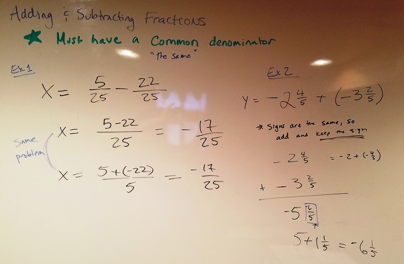 Alice's Math: Adding and Subtracting Fractions Examples