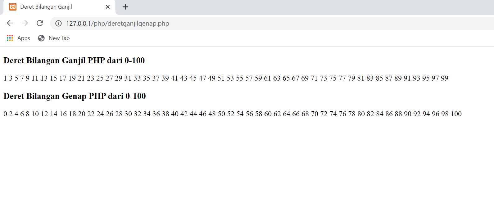 Contoh Program Php Menampilkan Bilangan Ganjil Dan Genap