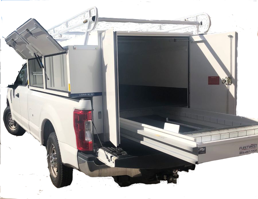 Transferable Slip-On Work Truck Bodies For Standard Pickup Trucks