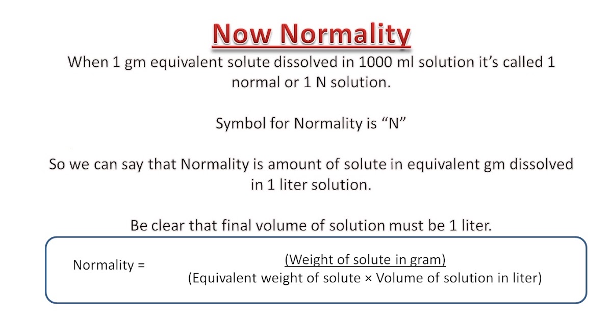 My Smart Class : How To Calculate Normality