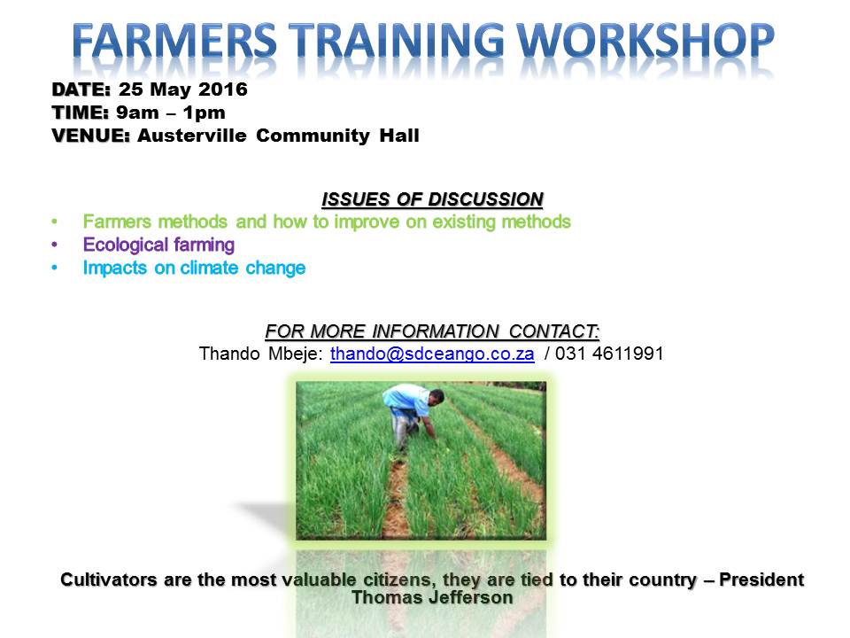 Farmers Training workshop – 25 May 2016 – SDCEA