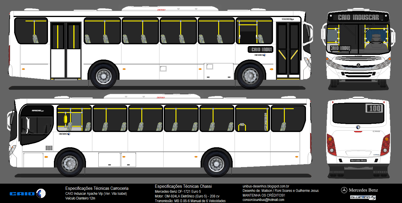 Desenhos De Onibus Do Grupo Pomar: Induscar Caio