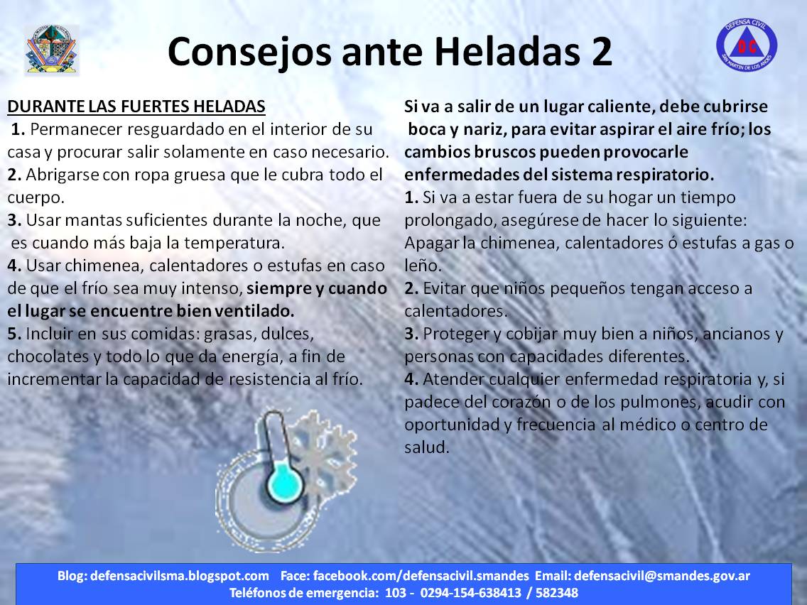 Defensa Civil San Martín De Los Andes Prevencion Heladas