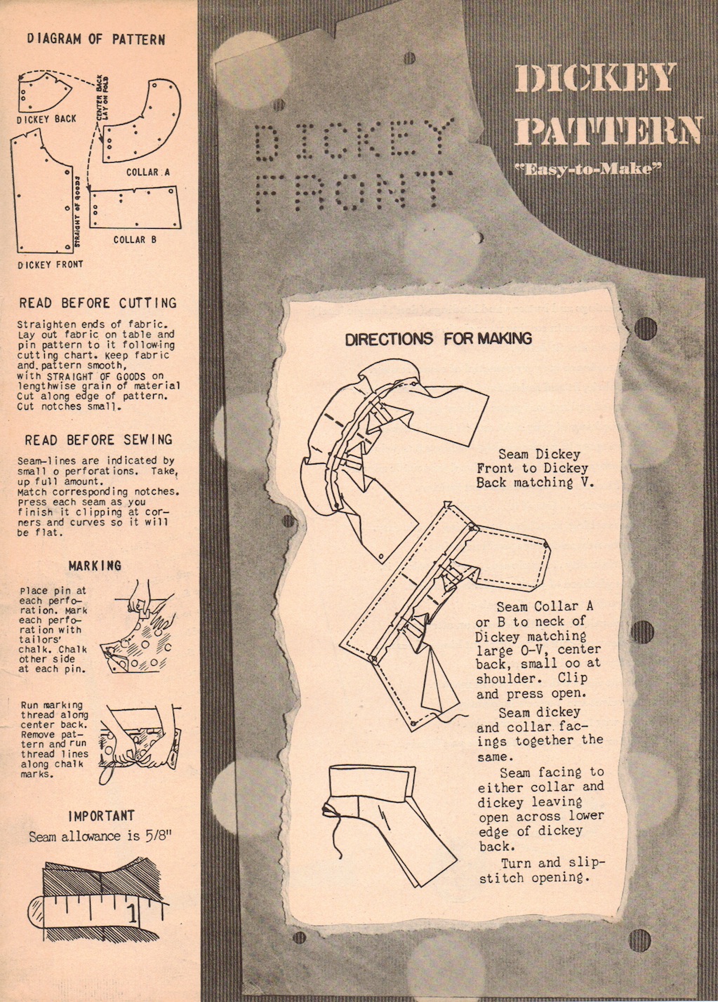 Quality Time: Free Vtg Pattern: Dickey & Peter Pan Collar
