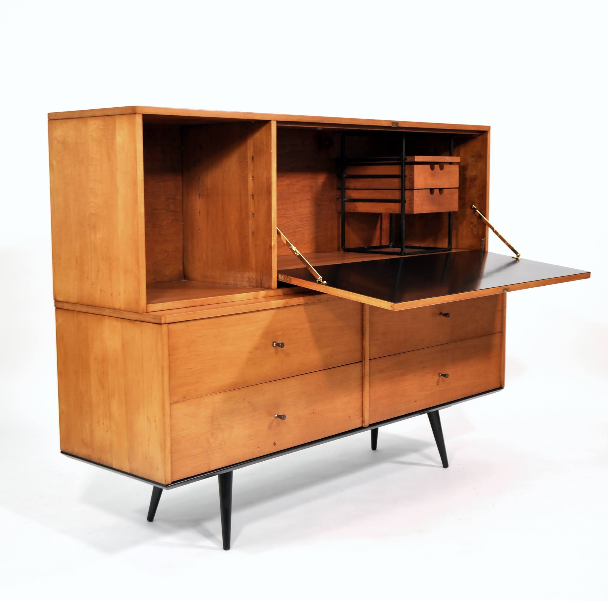 SELECT MODERN: Rare Paul McCobb 1562 Drop Lid Desk or Bar Cabinet Credenza