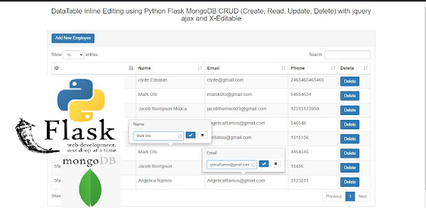 Datatable Inline Editing Using Python Flask Mongodb Crud Create Read Update Delete With
