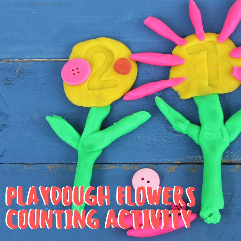 Playdough Flowers Counting Activity - Messy Little Monster