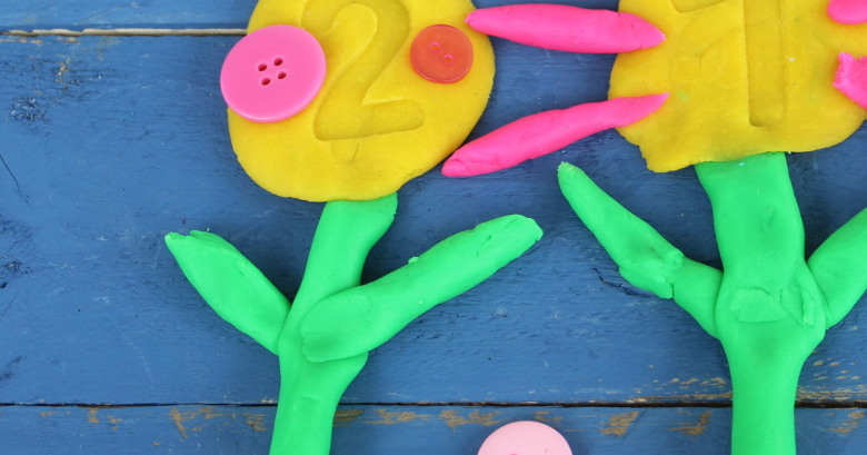 Playdough Flowers Counting Activity - Messy Little Monster