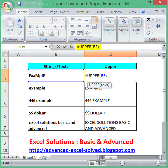Use UPPER LOWER Function in Excel - convert text from upper to lower ...