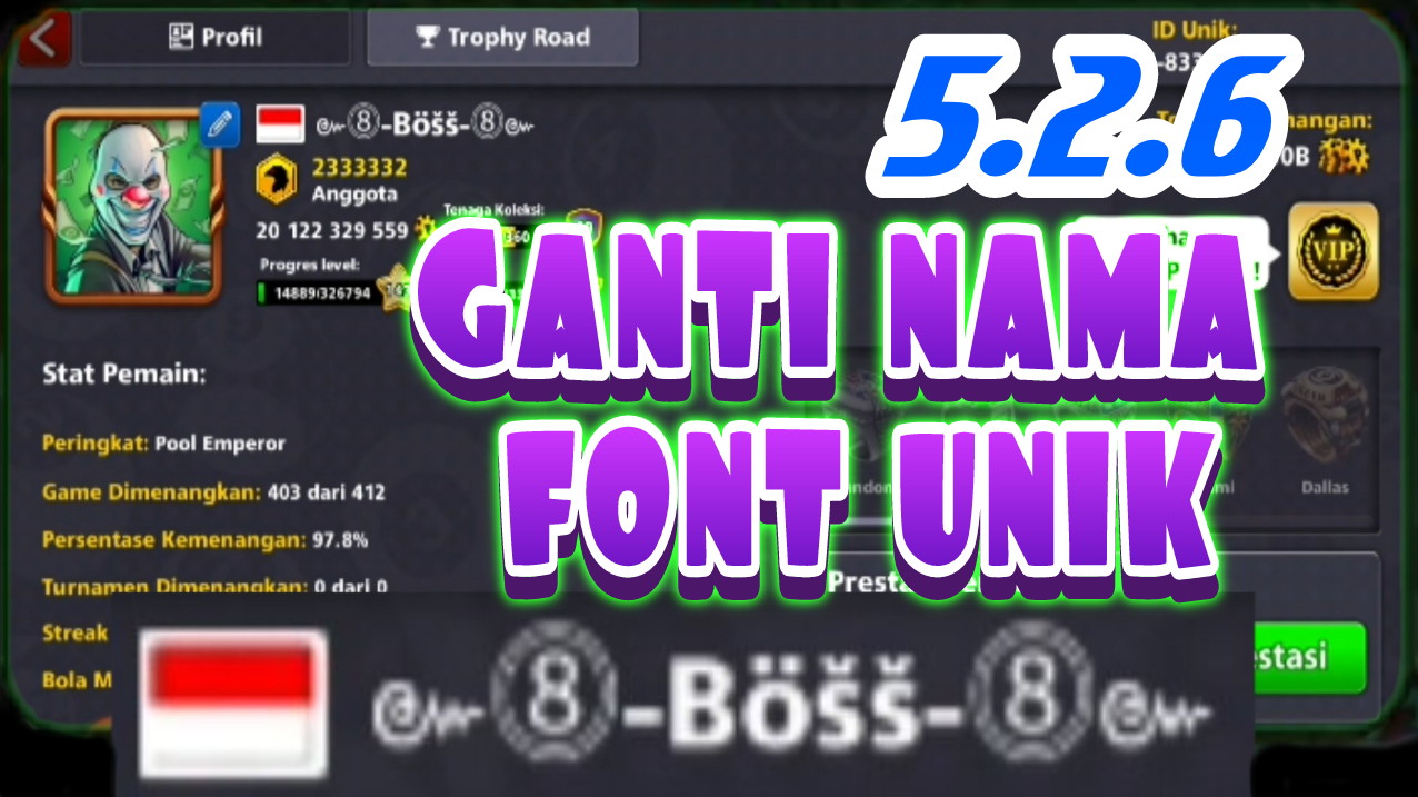 APK MOD 8 BALL POOL : FONT UNIK 8 BALL POOL