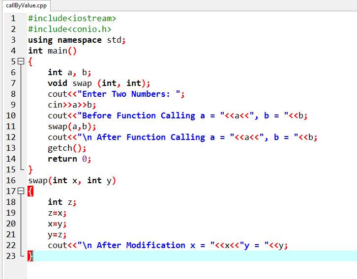 Call by value, Call by Reference, Returning Values from a Function