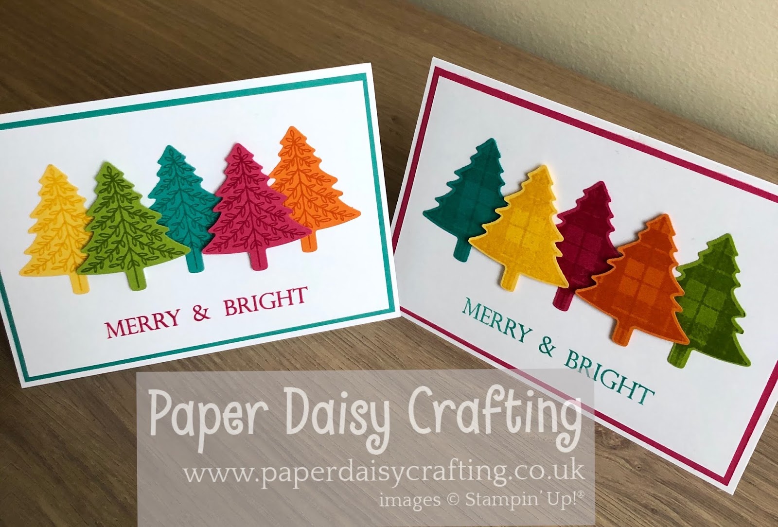 Paper Daisy Crafting: Rainbow Christmas Cards with the Pine Tree Punch