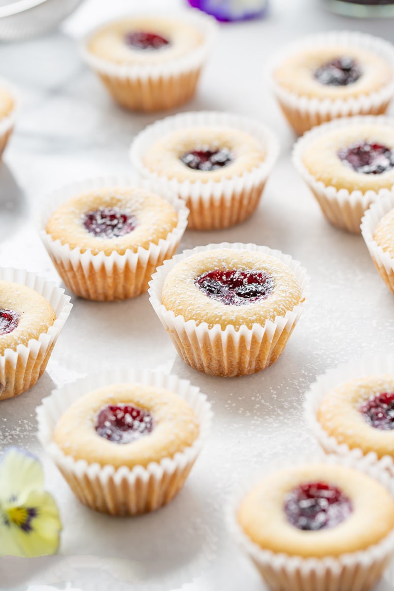 Almond Tea Cakes with Wild Blueberry Jam - mamarecipes
