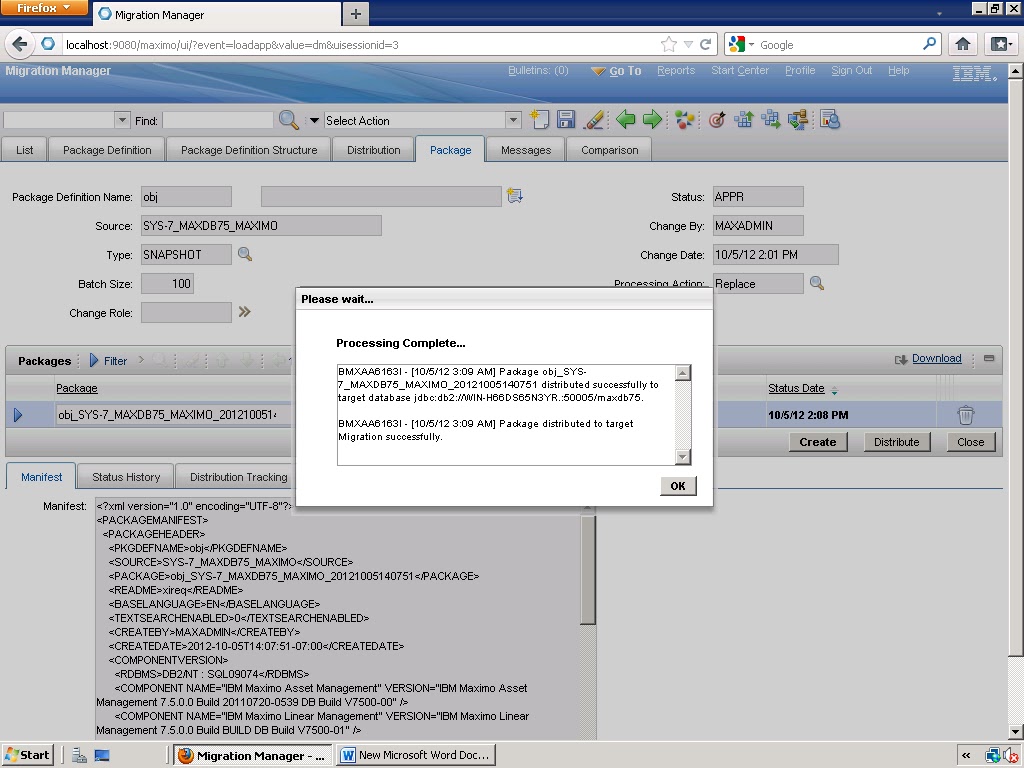Maximo Functional And Configurations Migration Of An Object As A Database Type