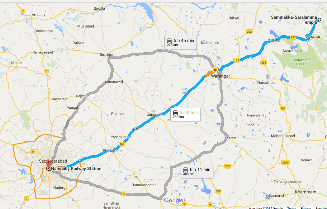 Route Map for Medaram Jatara ~ Medaram Sammakka Sarakka Jathara