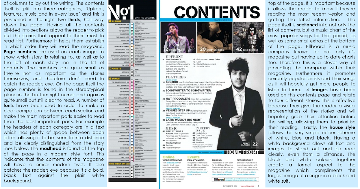 AS Magazine: Music Magazine Contents Page Analysis x3