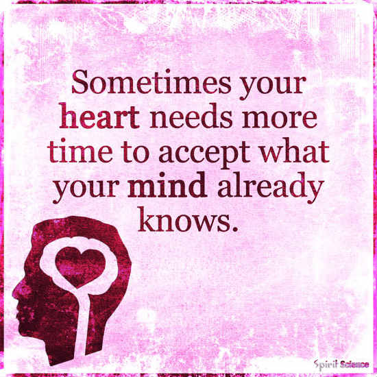 Sometimes your heart needs more time to accept what your mind already ...