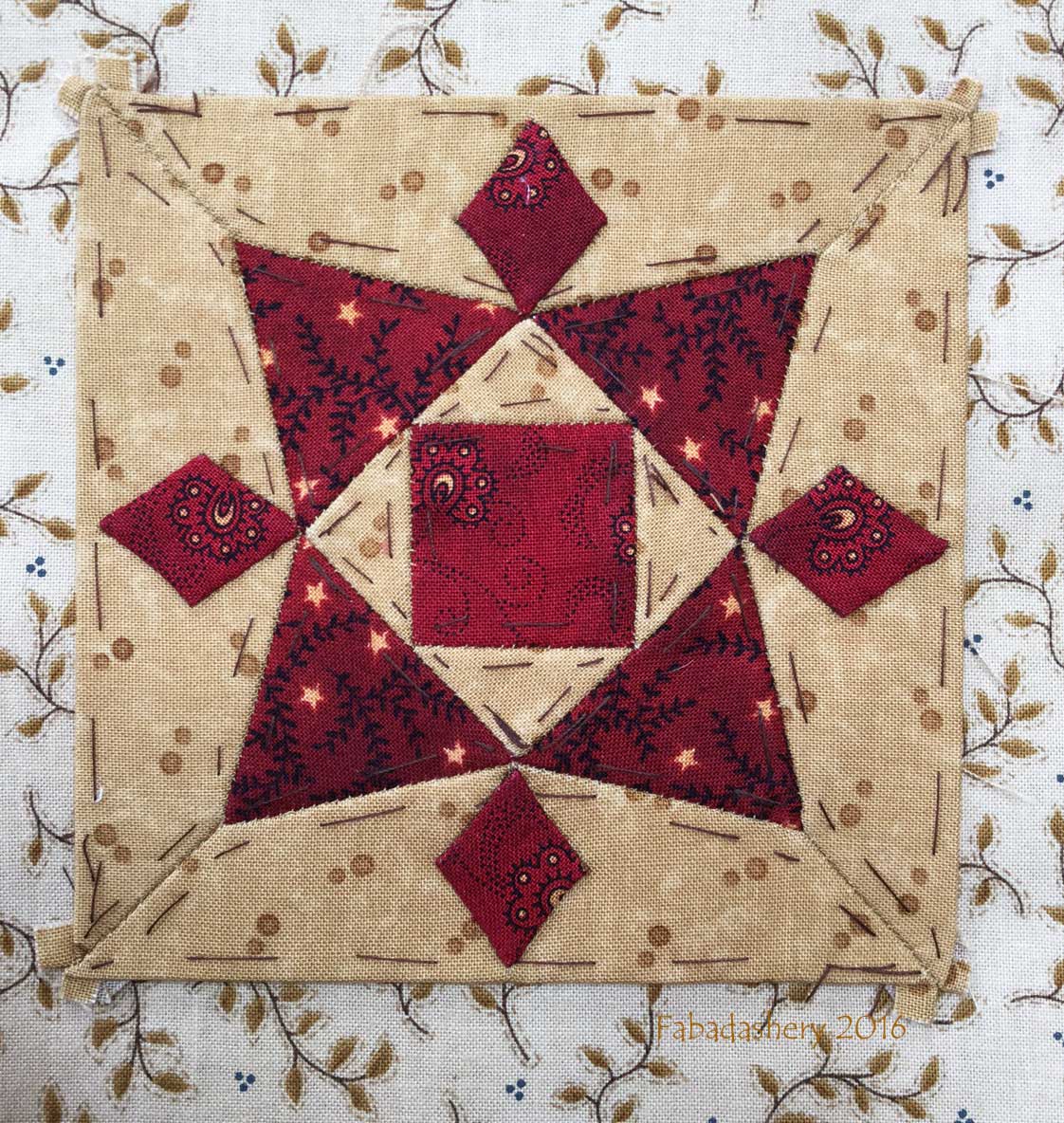 Fabadashery: Dear Jane Quilt - Block D11 Snow Crystal
