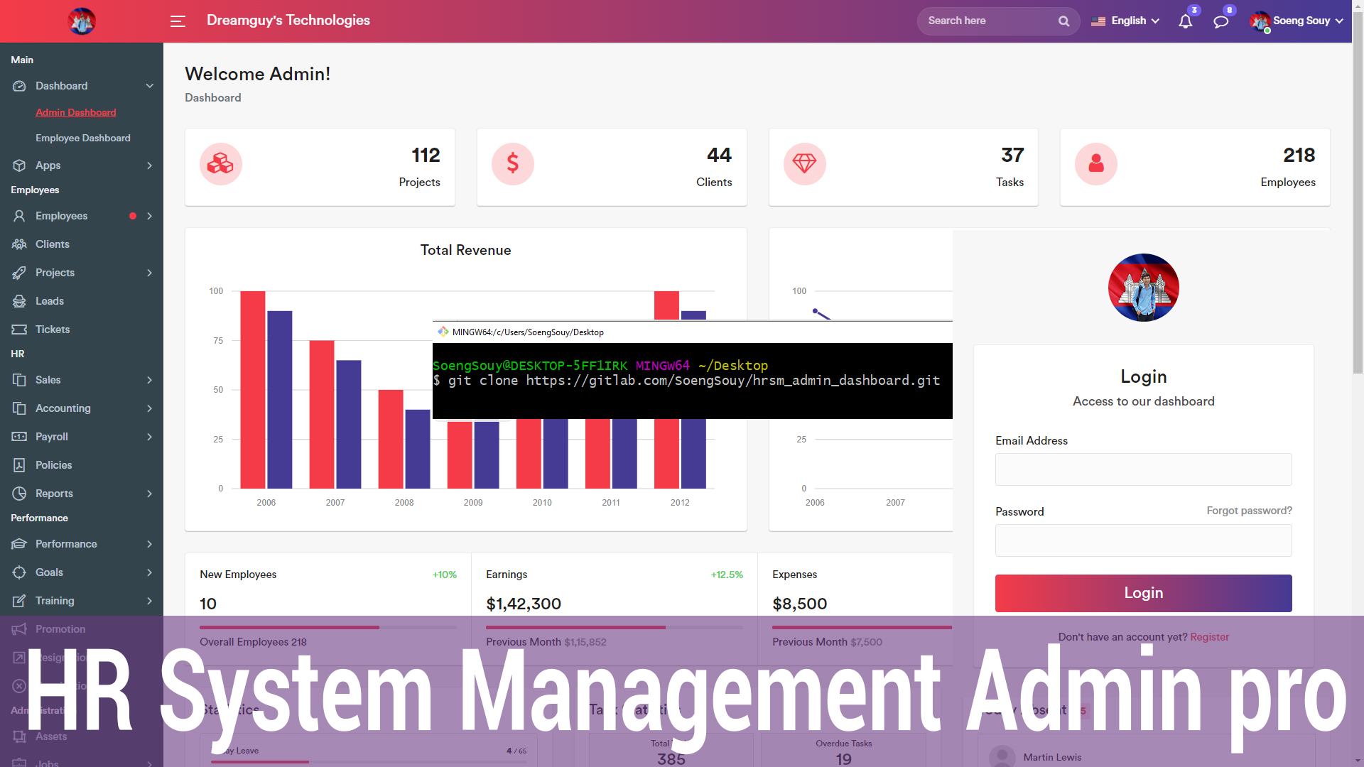 Admin dashboard in Laravel 8 | HR System Clone