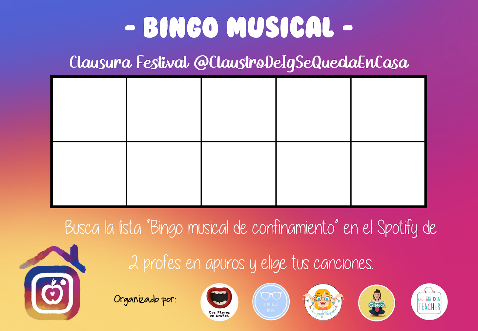 La Profe Raquel: PLANTILLA BINGO MUSICAL