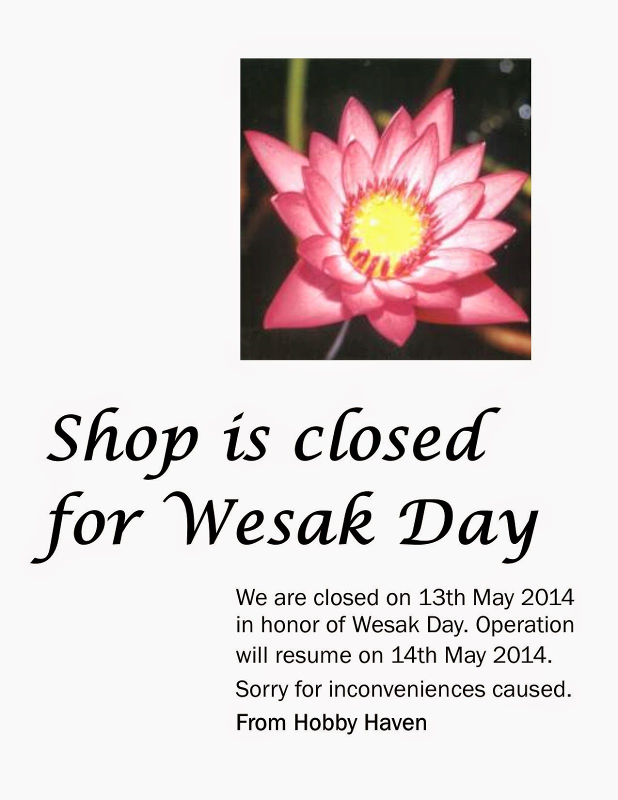Team Yokomo Malaysia Blog: Happy Wesak Day! Shop is closed on 13th May 2014
