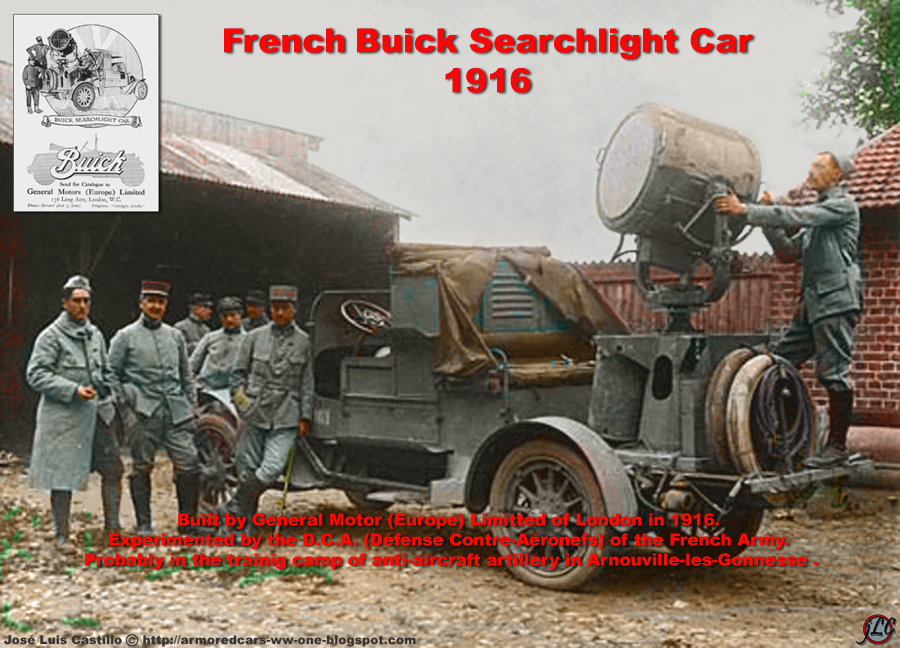 Armored Cars in the WWI: French Buick Searchlight Car, 1916.