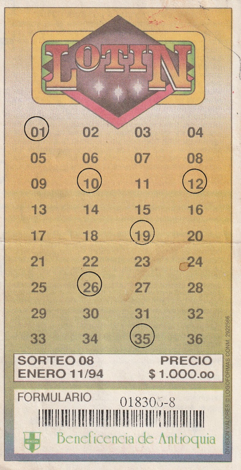 Lotto Lotín ~ Loterías de Colombia y el Mundo