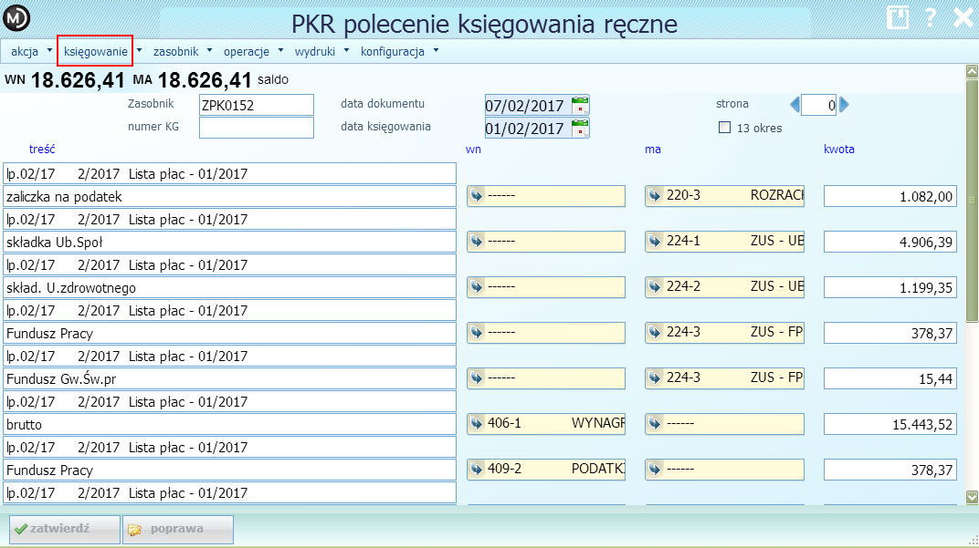 Poznaj obsługę programów Madar: PKR - polecenie księgowania ręczne [?]