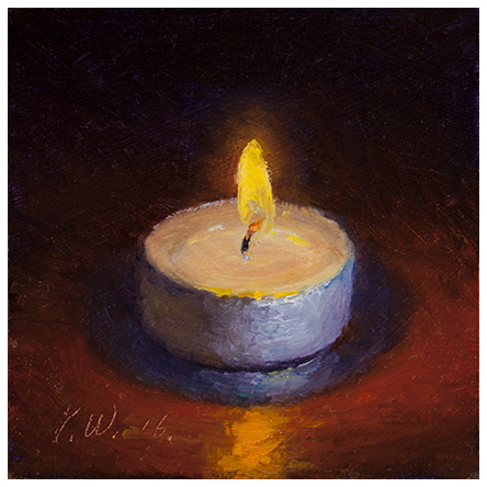 Wang Fine Art: candle light painting a day small daily painting original