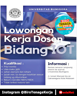 Lowongan Kerja Universitas Bumigora Mataram Lombok NTB - NesiaNet