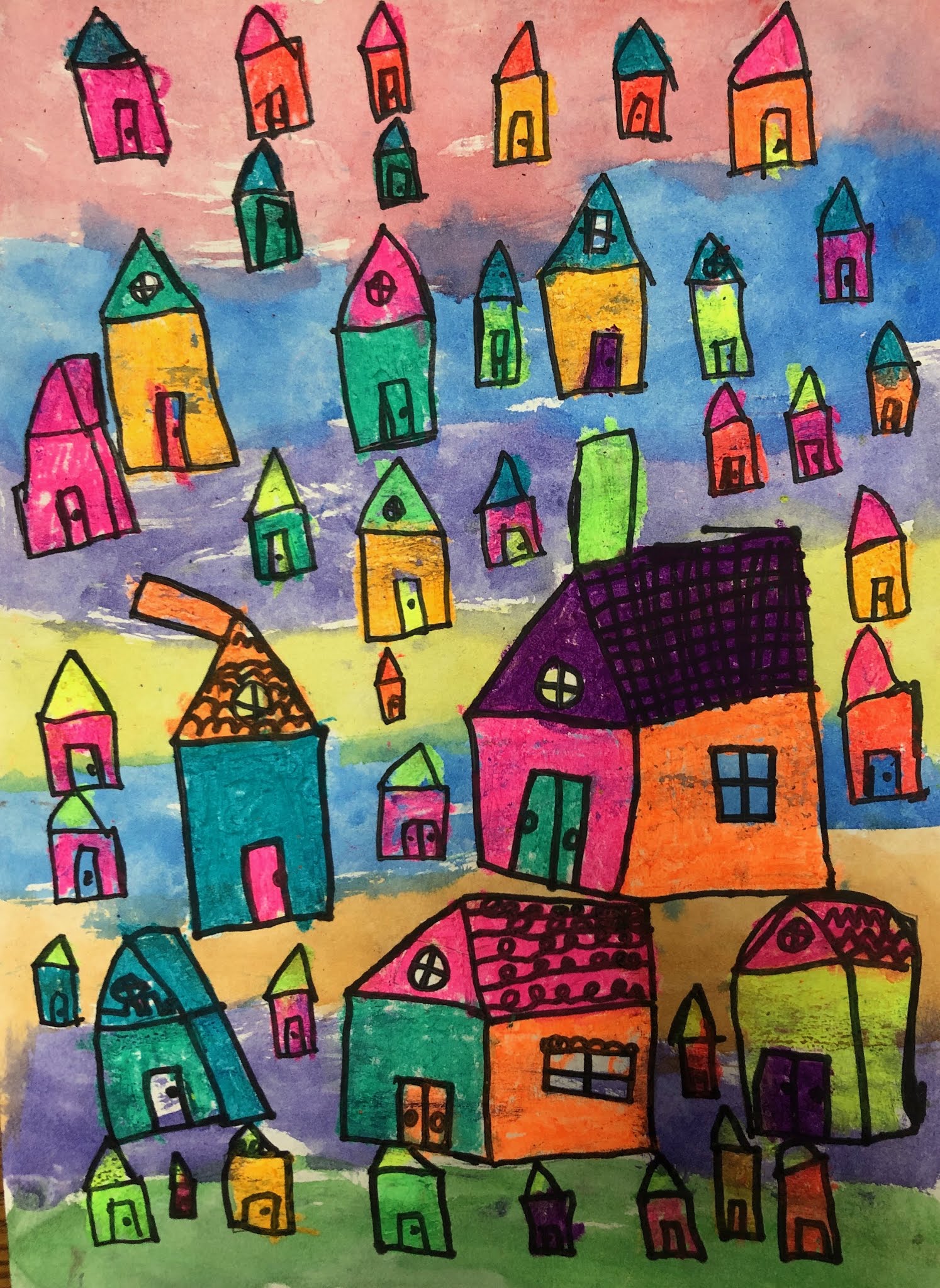 Mrs. Harris' art room: Folk art houses 1st grade art lesson