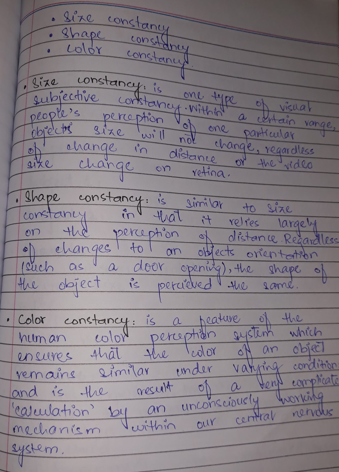 SIZE CONSTANCY EXPERIMENT