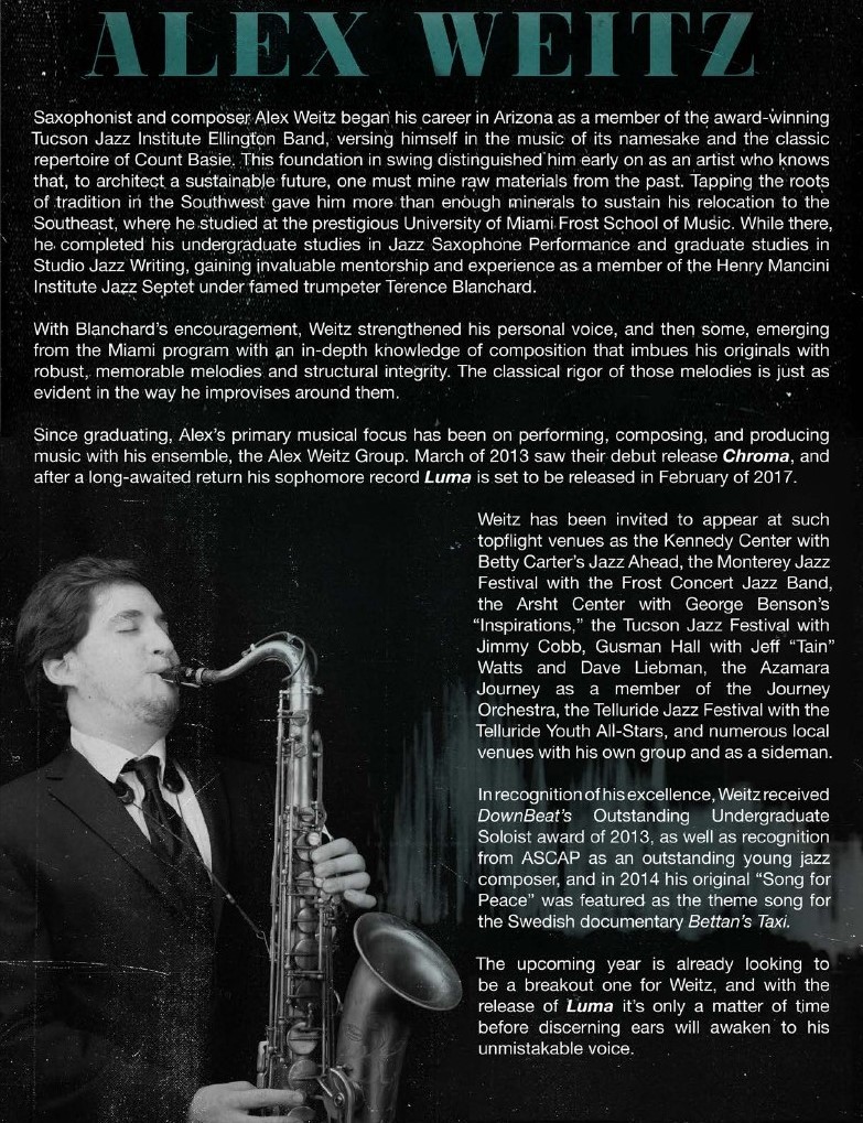 Republic of Jazz: Downbeat & ASCAP award winning saxophonist Alex Weitz ...