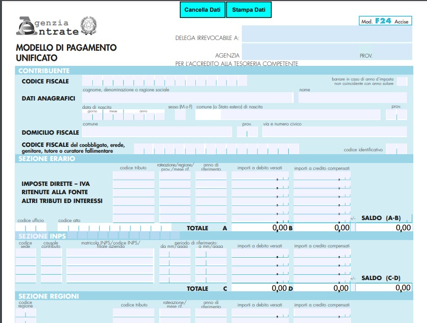 F24 Accise editabile pdf [aggiornato 2021]