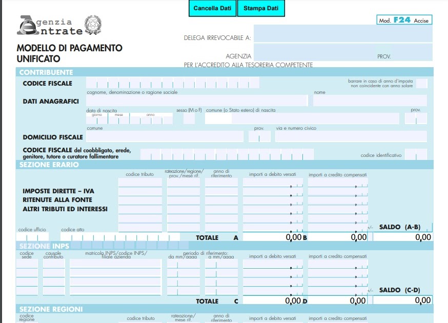 F24 Accise editabile pdf [aggiornato 2021]
