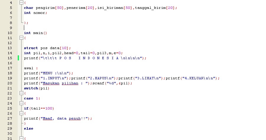 Indah MJ blog's: Program Queue dengan Array C++ POS Indonesia