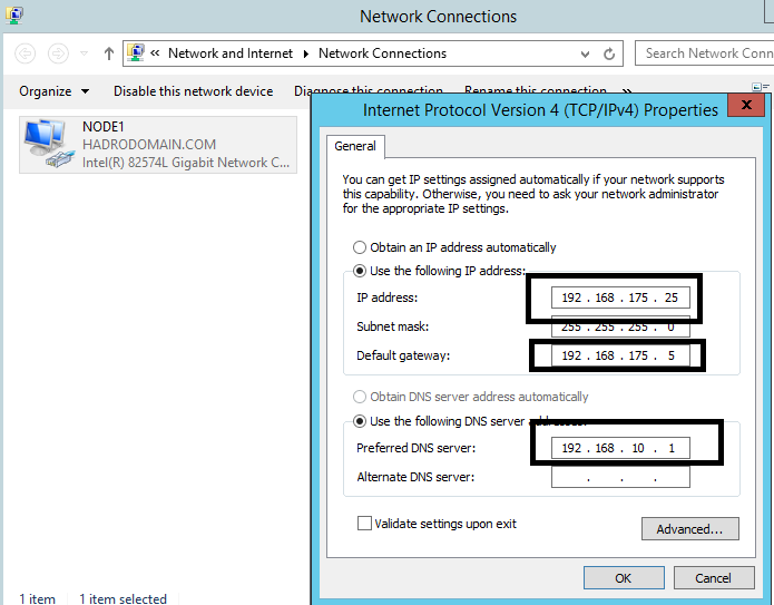 Multi Subnet failover Cluster IP Configuration in the test LAB.