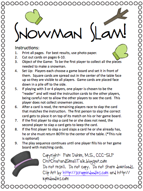 Chit Chat and Small Talk: Snowman Slam! Game