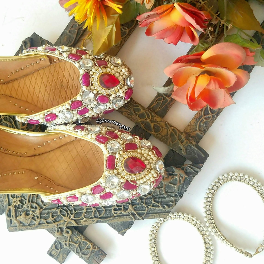 Kundan Khussa With Studds And Stones - Stylo Shoes