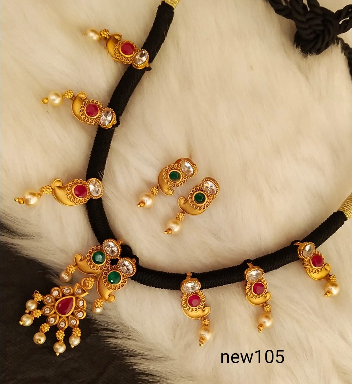 Black Thread Necklace - Indian Jewelry Designs