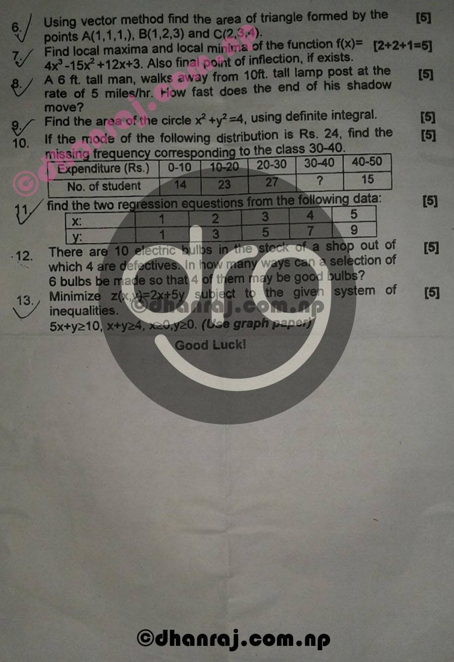 Engineering Math II | Question Paper 2073 | CTEVT Diploma | 1st Year ...