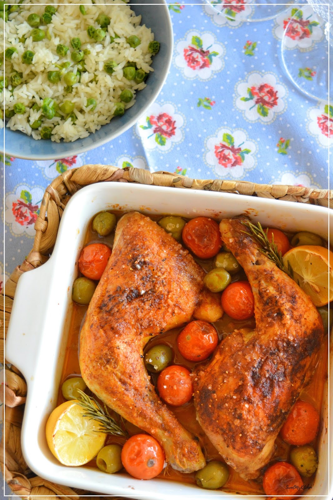 Sweet my Kitchen: Pernas de frango assadas com tomate e azeitonas