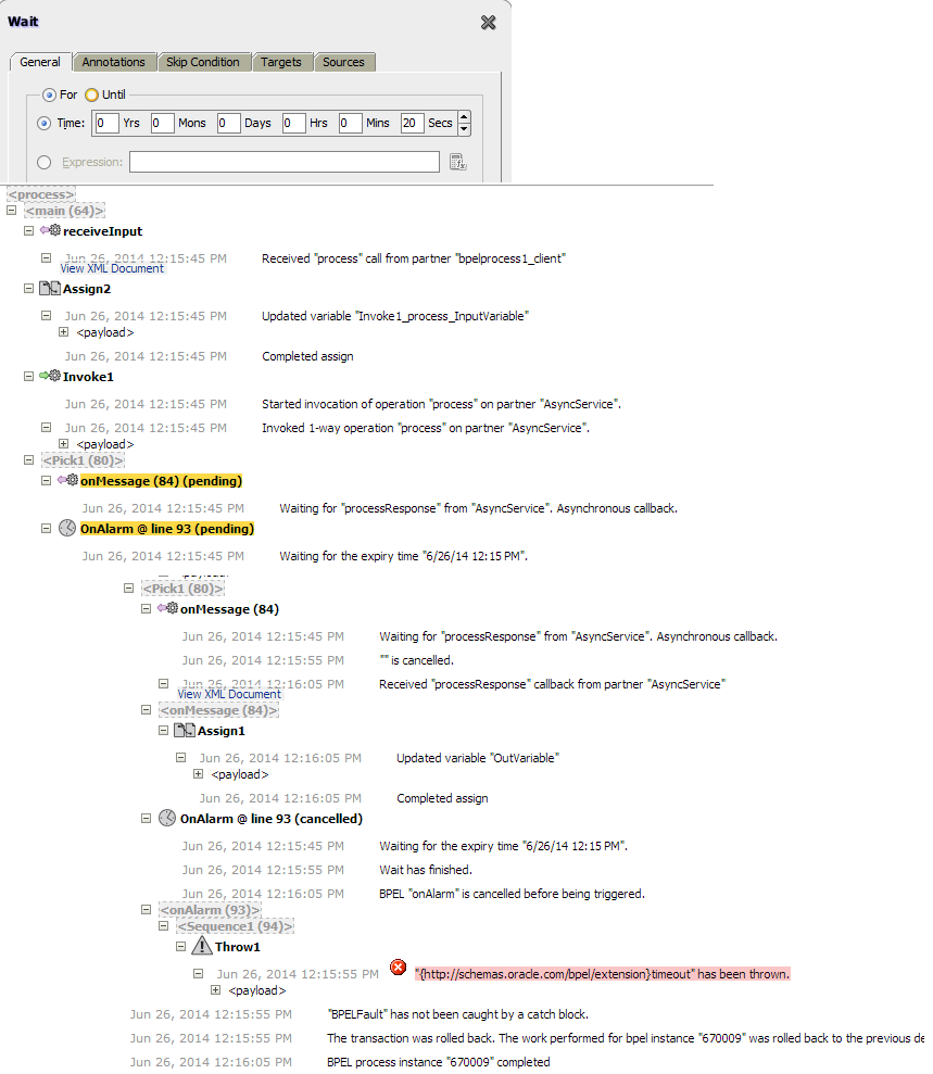 SOA 11g - Pick Activity Use Case 1- Get Response from Asynchronous Service Or TimeOut - Oracle ...