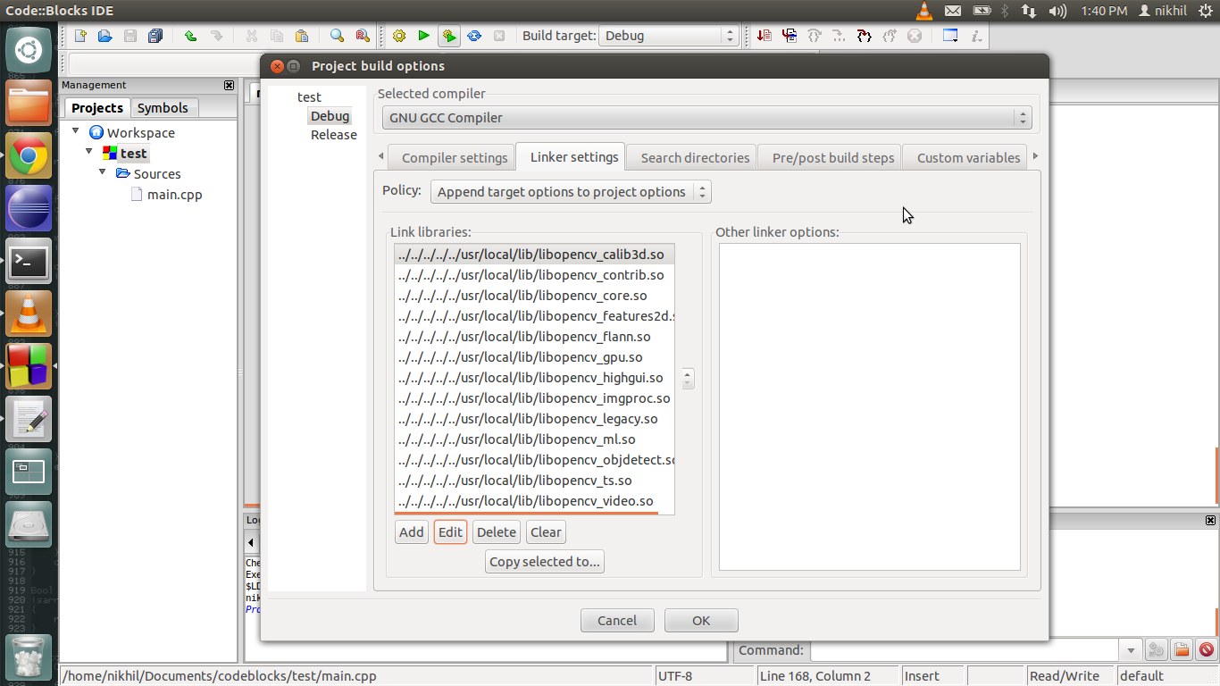 Opencv Lover Opencv 231 With Codeblocks On Ubuntu 1204