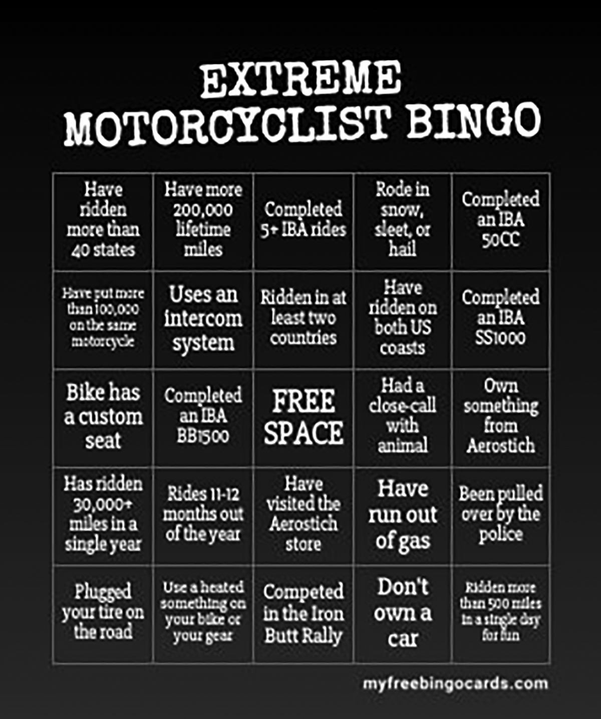 Geezer with a Grudge: Motorcycle Bingo