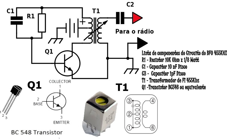 Eletrônica HI-FI: Circuito esquema circuito BFO 455 Khz.