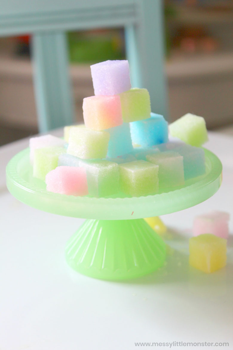 Coloured Sugar Cubes Science Project - Messy Little Monster