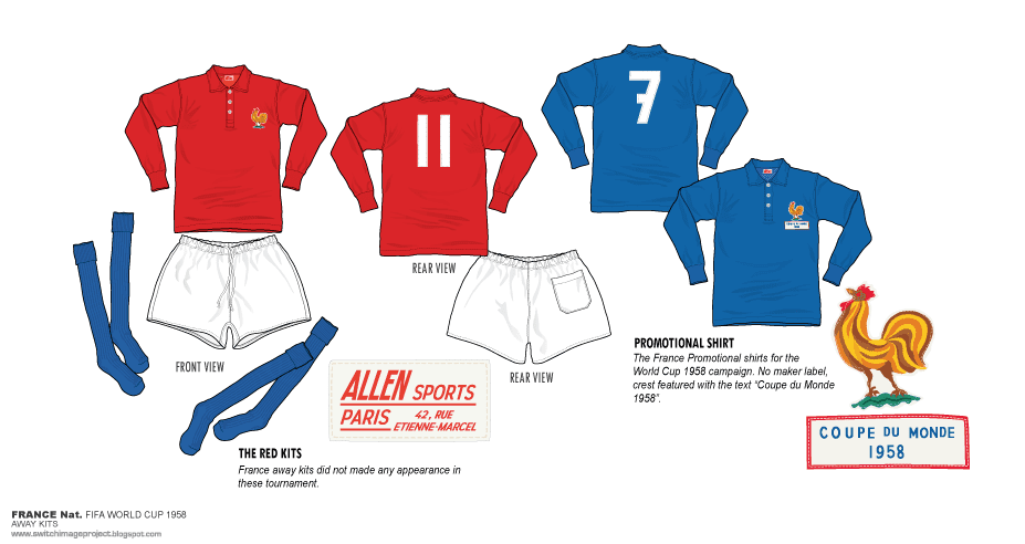 Football teams shirt and kits fan: France WC 1958 Campaign Kits