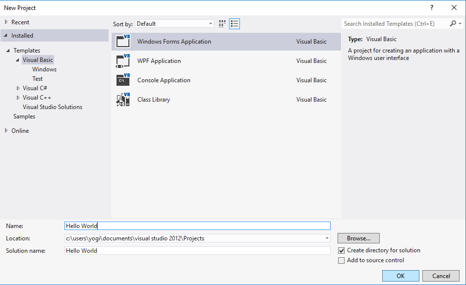 Hello World | VB.net